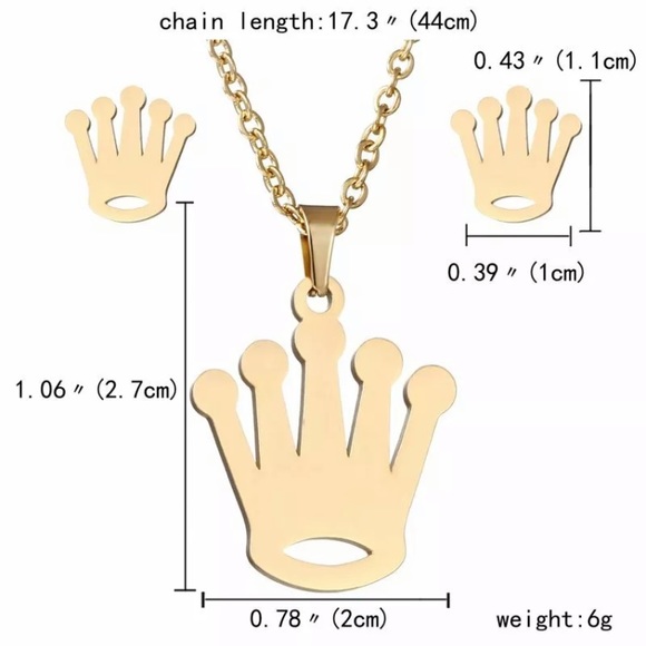 Jewelry | Gold Crown Necklace And Earring Set | Poshmark